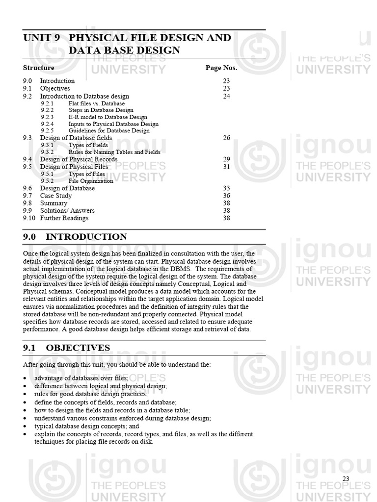 Unit 9 Physical File Design and Database Design | PDF