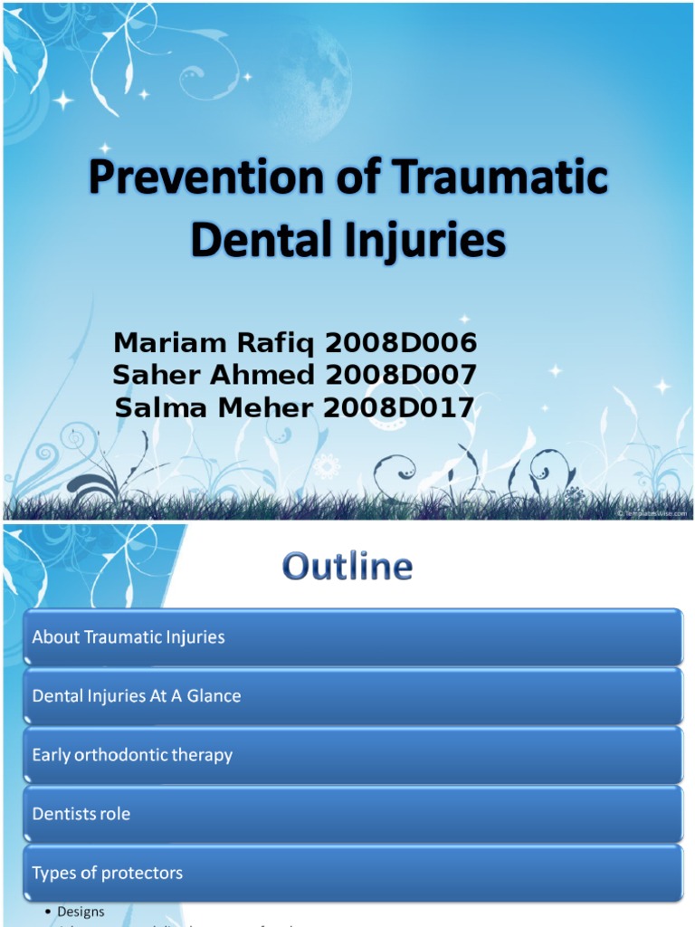 Prevention of Traumatic Dental Injuries-1 | PDF | Dentistry | Tooth