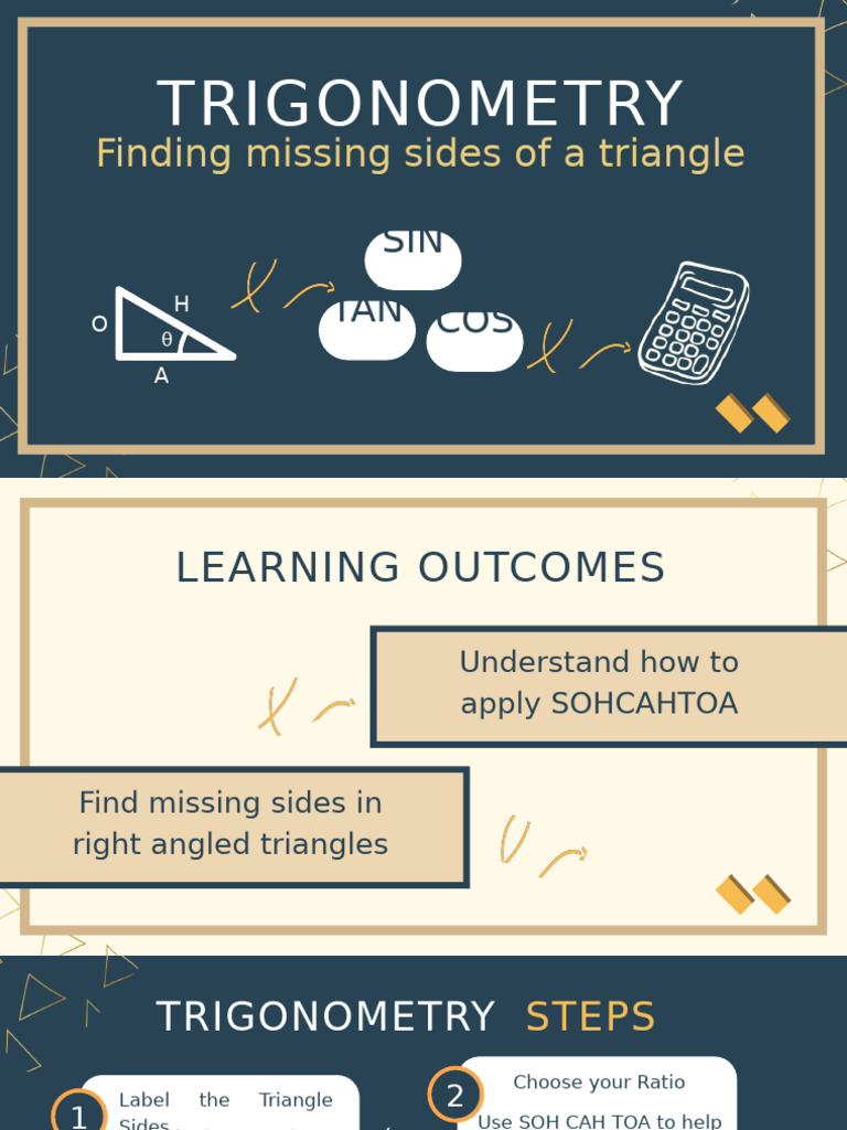 Blue and Orange Trigonometry Finding Missing Sides Lesson Presentation ...