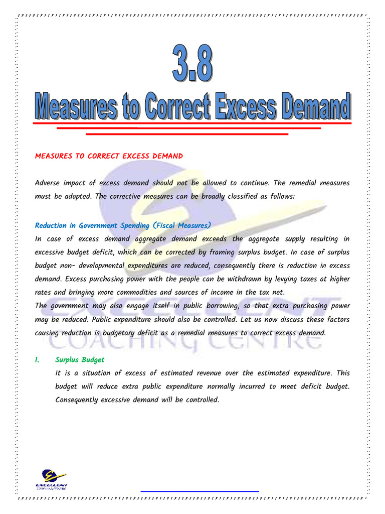 Excess Demand Correction Measures | PDF | Government Budget Balance ...