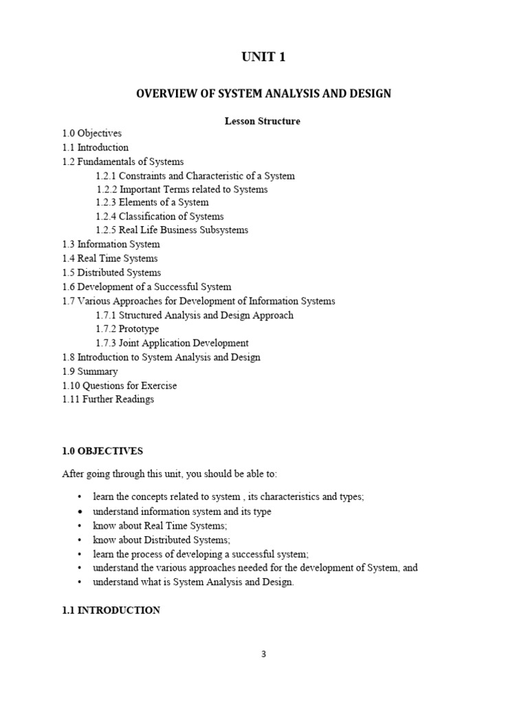 Overview of System Analysis and Design: Unit 1 | PDF