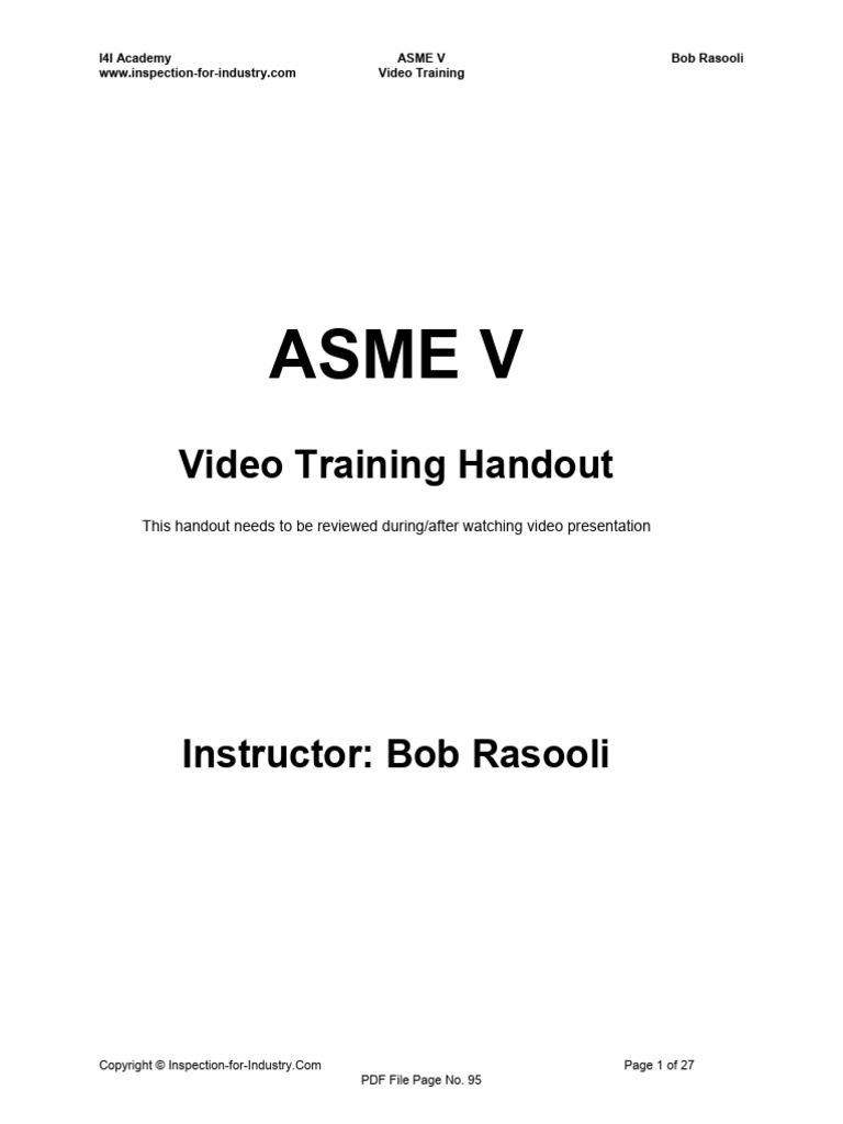 ASME V Handout - API 570 Course | PDF