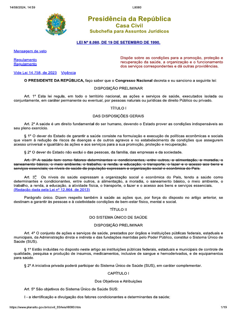 Lei 8080-1990 | PDF
