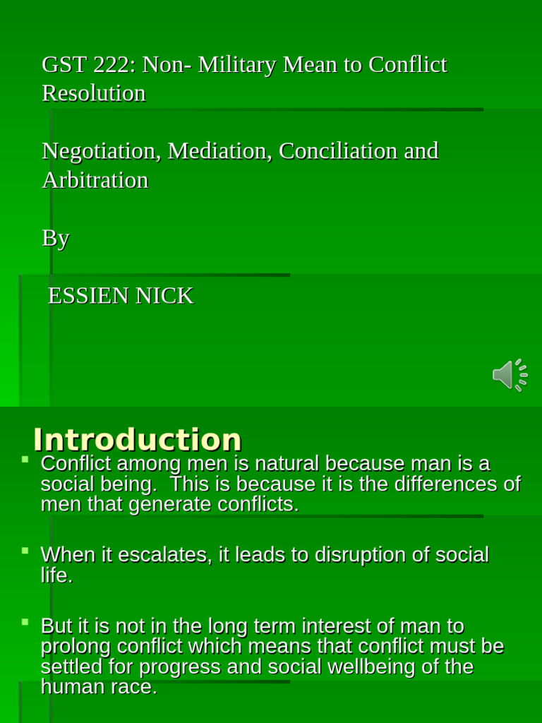 Non - Military Mean To Conflict Resolution | PDF