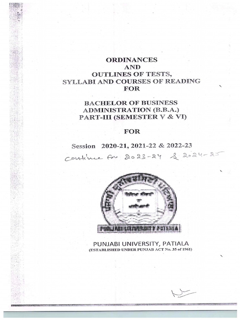 BBA Part III (Sem V & VI) Continue For 2023-24 & 2024-25 | PDF