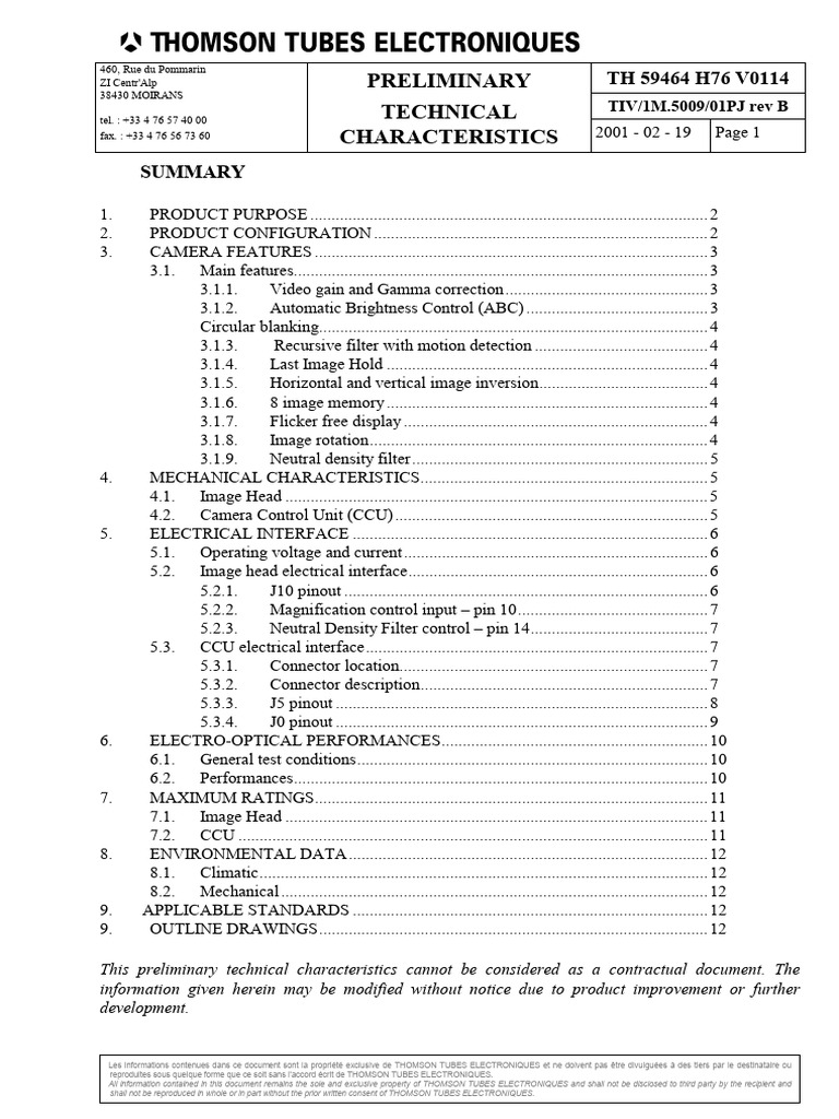Specification TH 59464 H76 V0114 - B | PDF