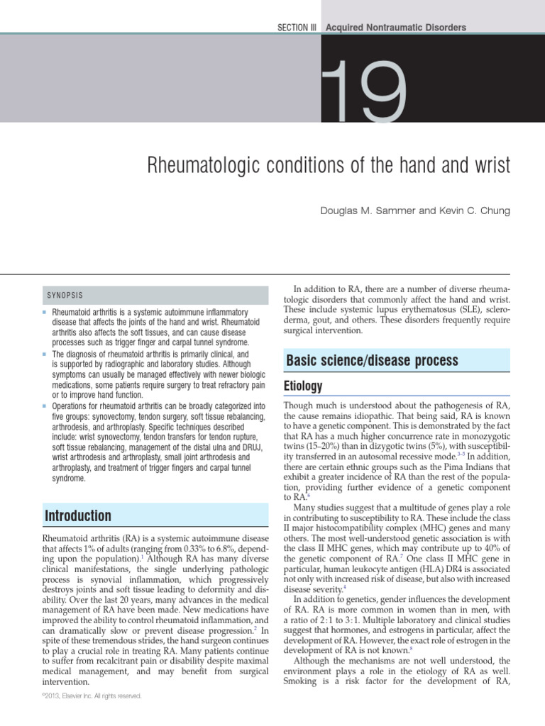 19 Rheumatologic Conditions of The Hand and Wrist | PDF | Rheumatoid ...