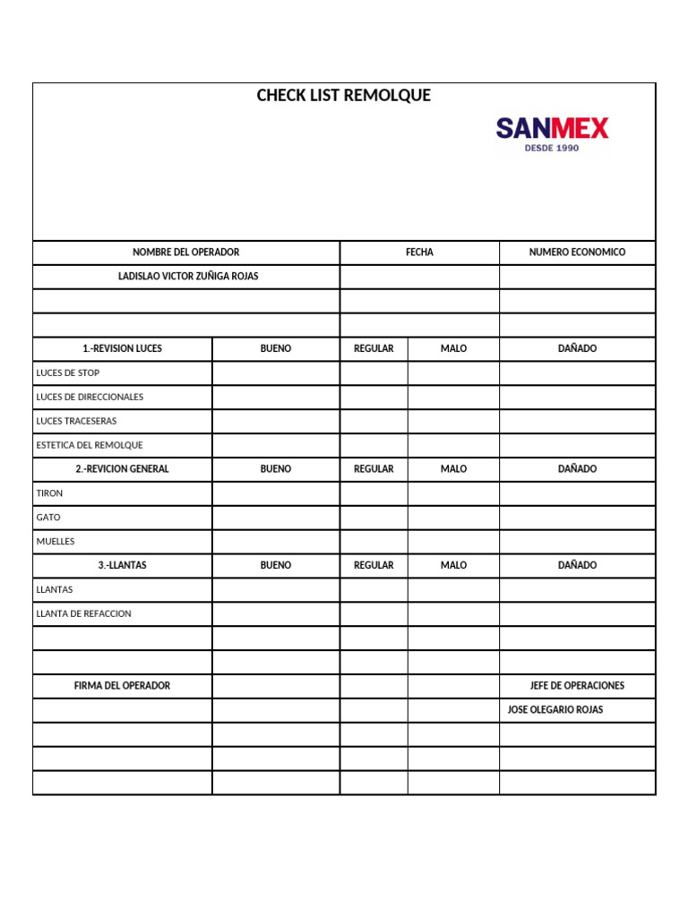 Check List Remolque | PDF