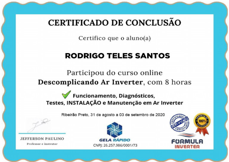 Certificado Ar Inverter | PDF