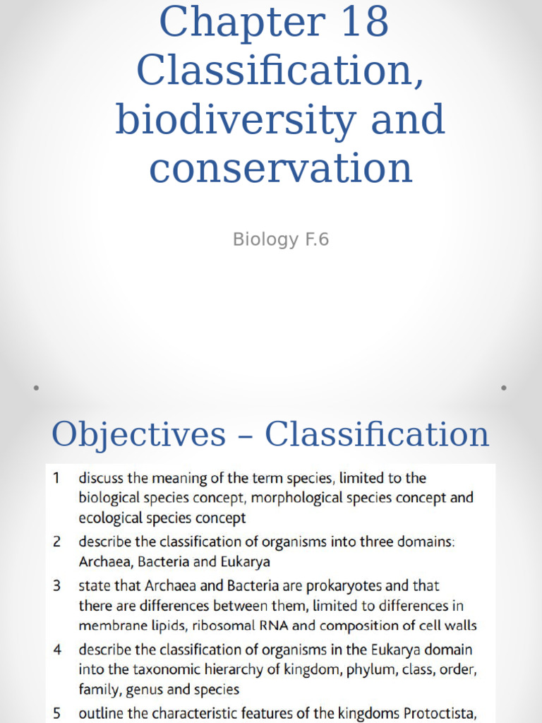 Chapter 18 Biodiversity, Classification and Conservation Edition 2 ...