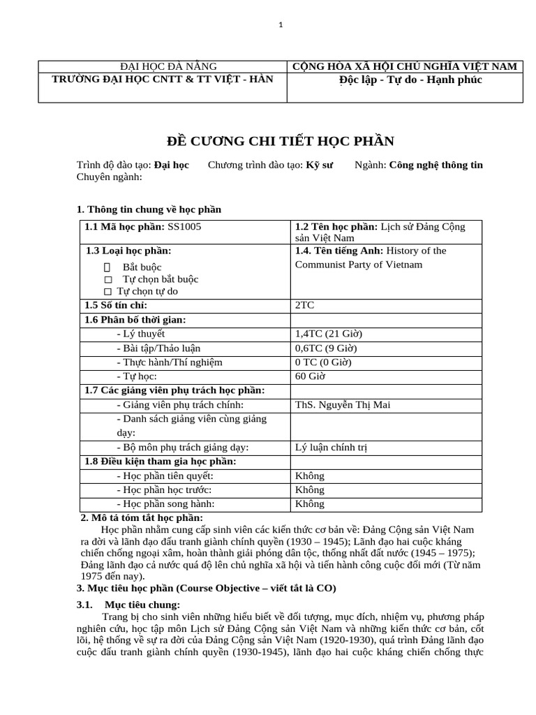 CNTT 2022 - Lich Su Dang Cong San Viet Nam | PDF