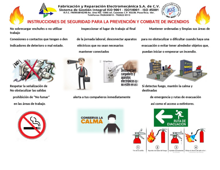 Resumen Instrucciones de Seguridad para La Prevención y Combate de ...
