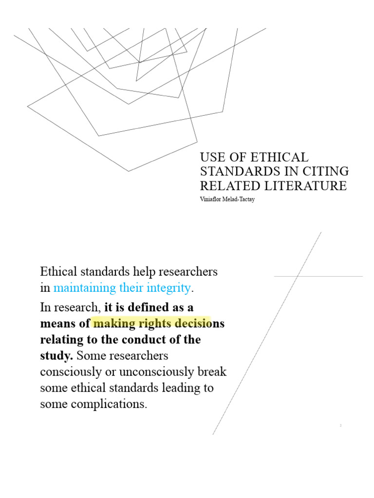 Use of Ethical Standards in Citing Related Literature | PDF