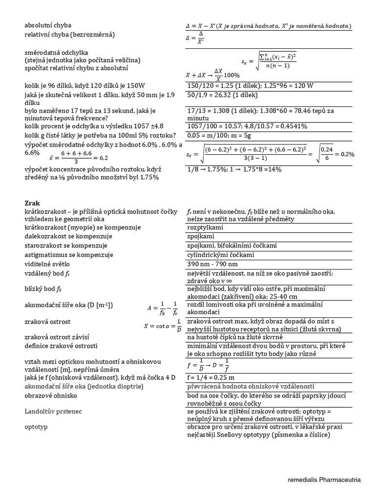 Biofyzika Zapocet | PDF