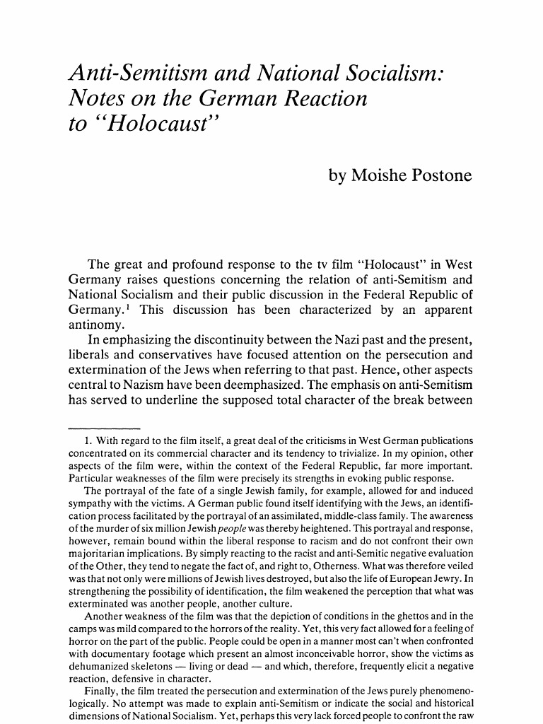 Moishe Postone Anti Semitism and National Socialism Notes On The German ...