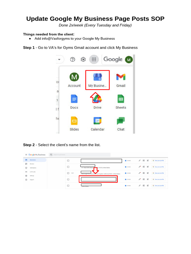 Update Google My Business Page Posts SOP | PDF