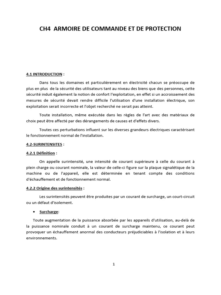ch4 Armoire de Commande Et de Protection | PDF