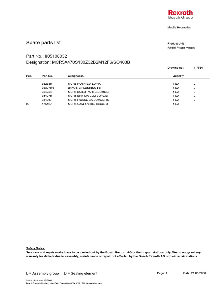 Rexroth part book 470马达图册 | PDF