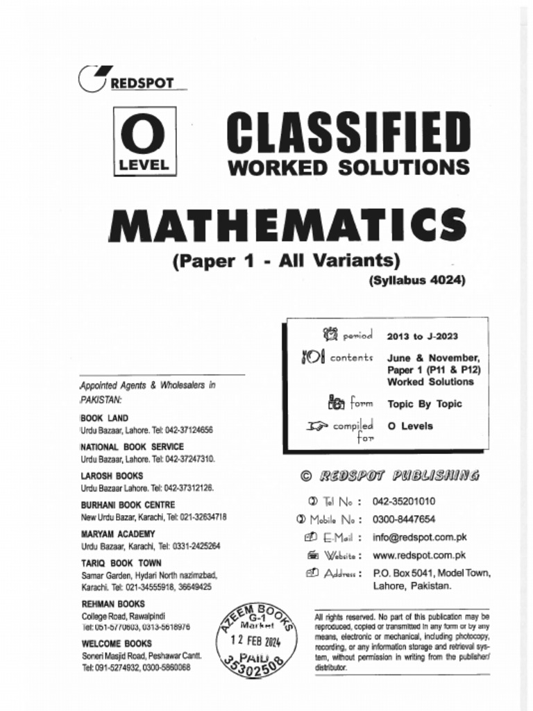 O Level Maths P1 Pdf