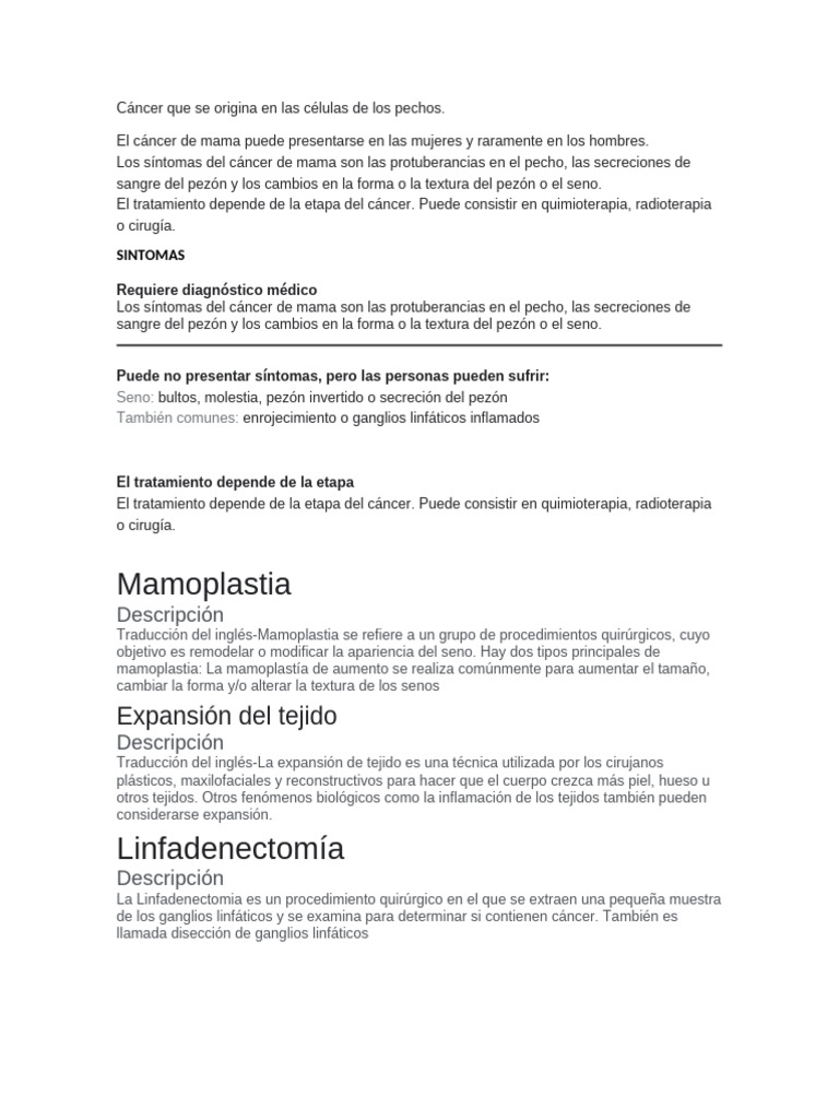 Cáncer Que Se Origina en Las Células de Los Pechos | PDF