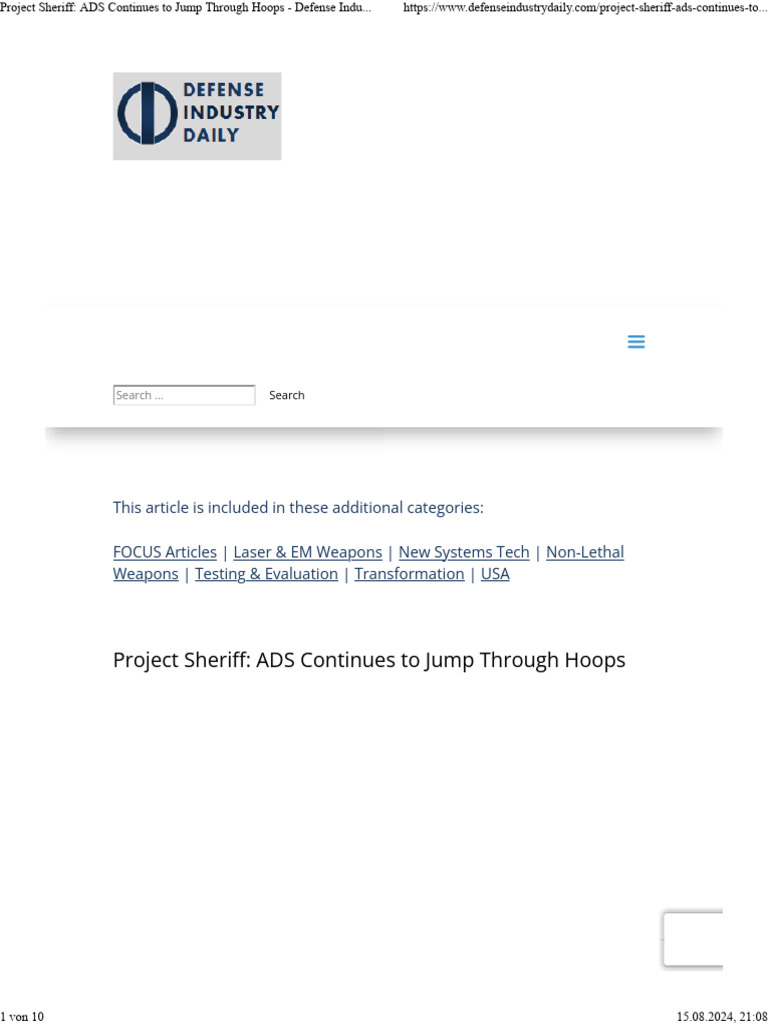 Project Sheriff_ ADS Continues to Jump Through Hoops - Defense Industry ...