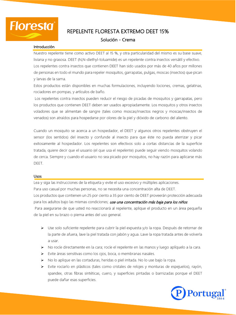 Ficha Tecnica - Floresta Extremo Deet 15% | PDF