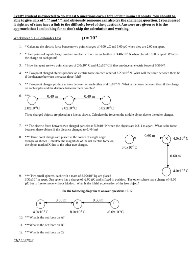 Worksheet - 5.1 - Coulombs Law | PDF