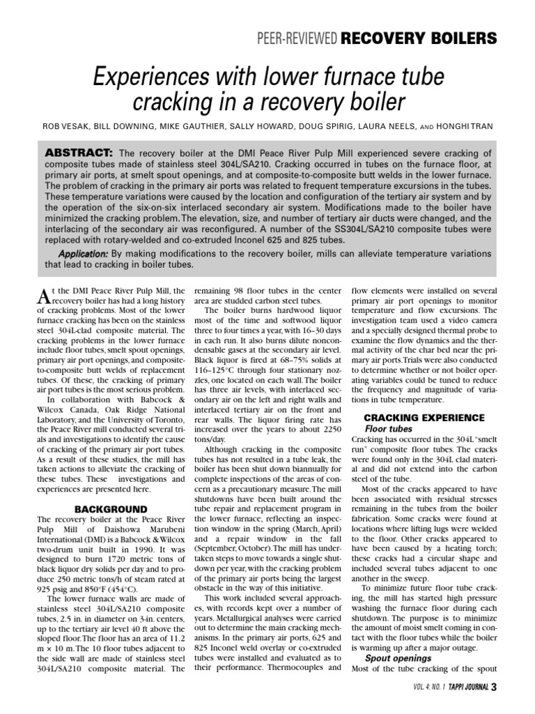 J063 - 2005 Experiences With Lower Furnace Tube Cracking in A Recovery ...