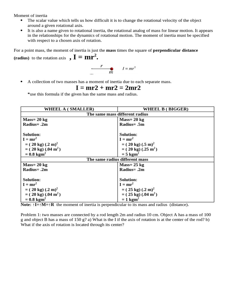 Moment of Inertia | PDF