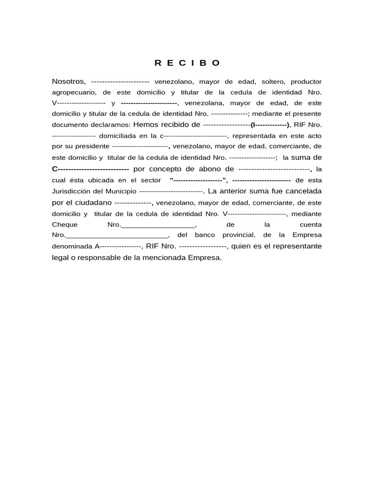 Modelo de Recibo de Pago Por Compra de Inmueble | PDF