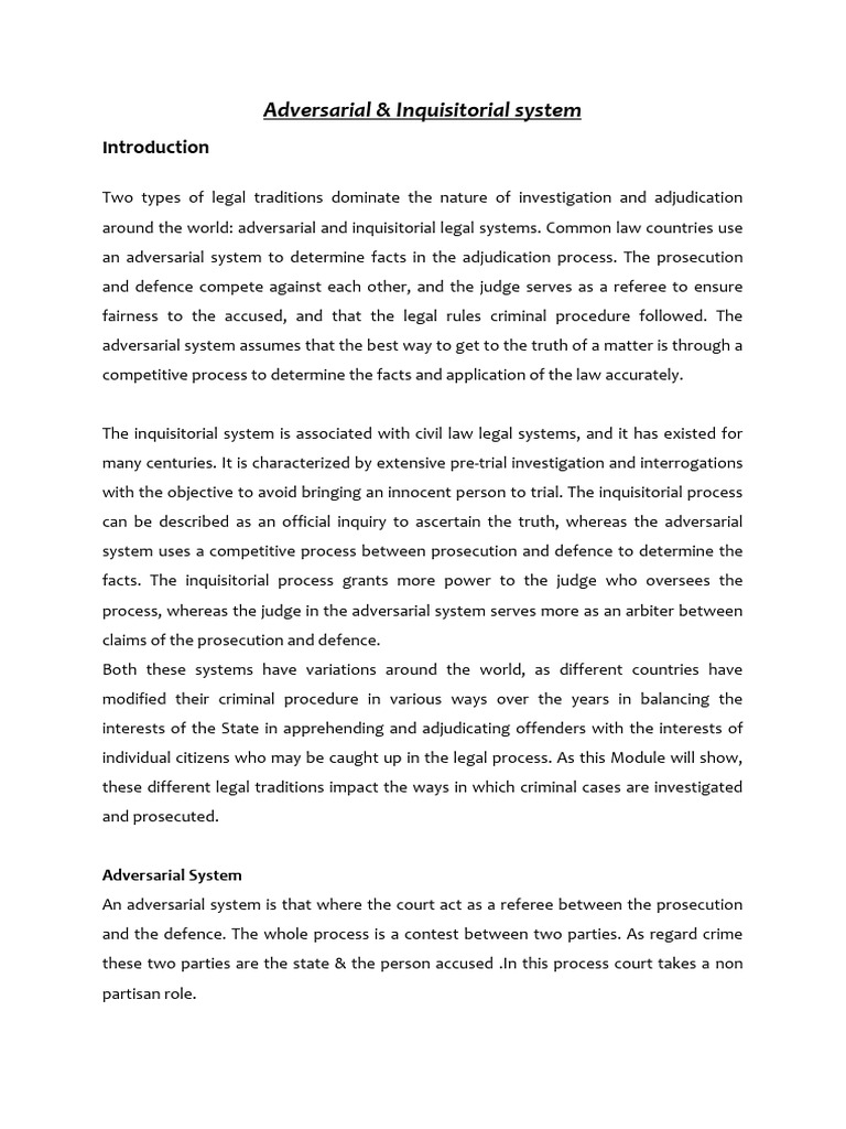 3.adversarial and Inquisitorial System | PDF | Trials | Law