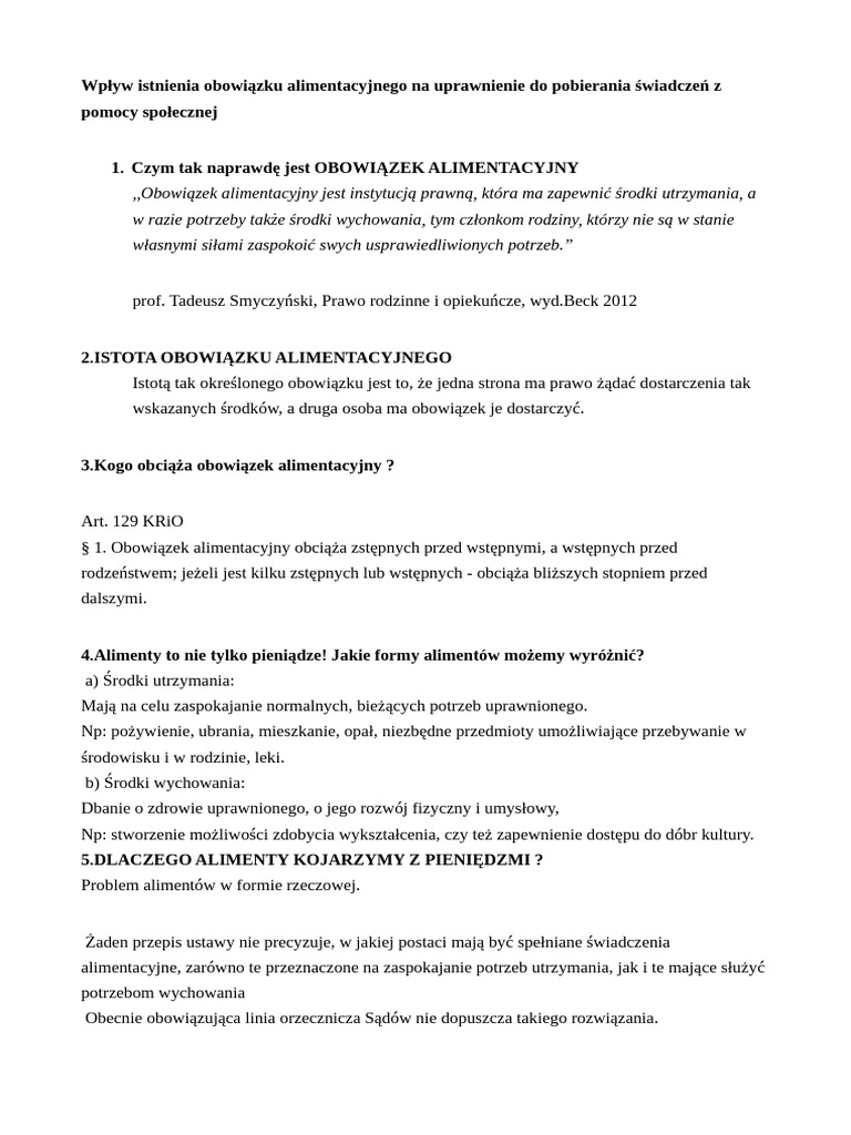 Alimentacja A Pomoc Społeczna | PDF
