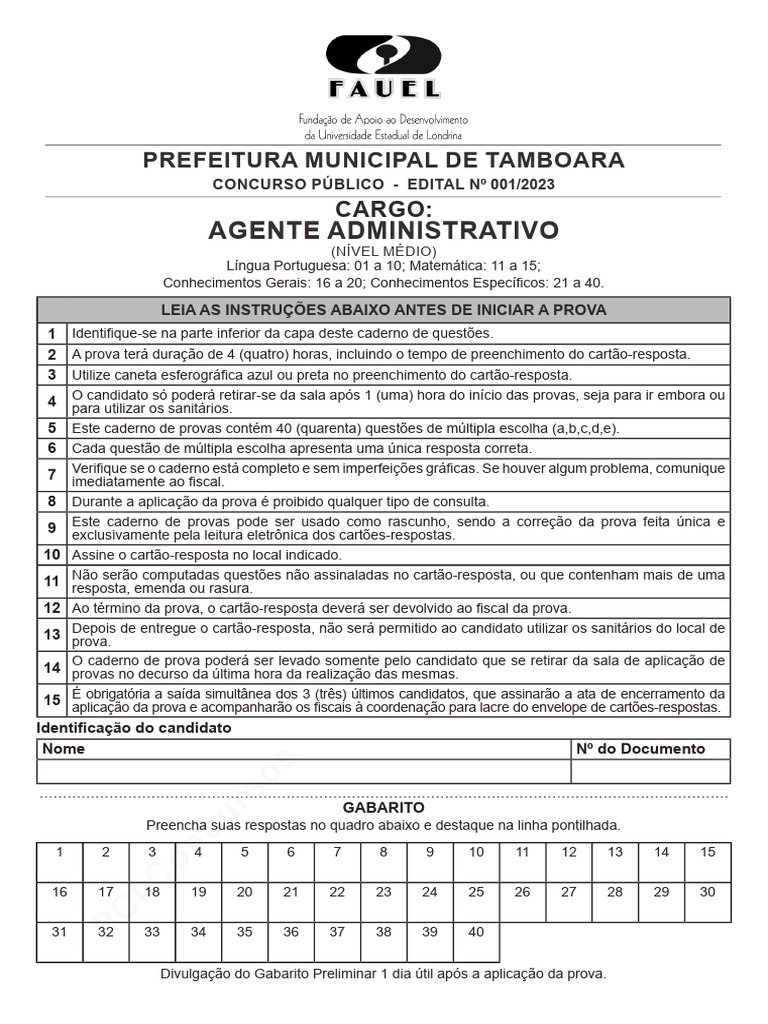 Agente Administrativo | PDF