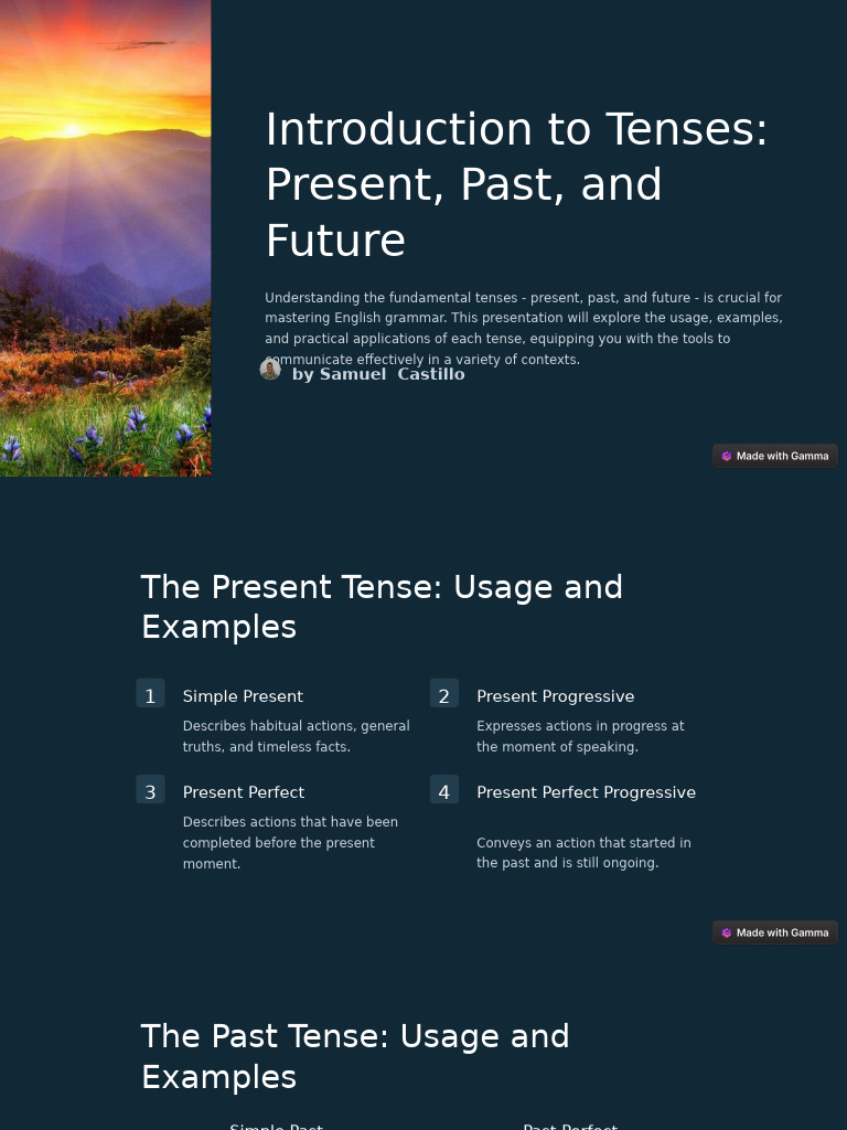 Introduction-To Tenses Present-Past-and-Future | PDF