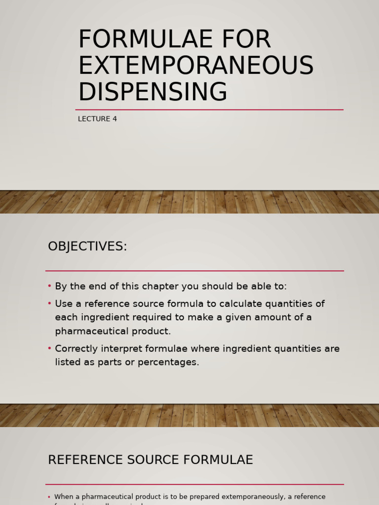Formulae For Extemporaneous Dispensing | PDF