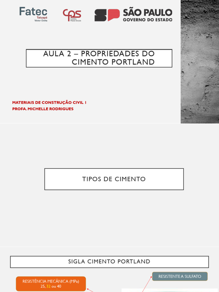 MCC - Aula 2 - Propriedades Do Cimento | PDF