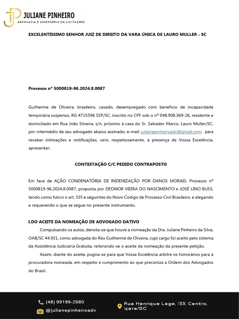 Contestacao Com Pedido Contraposto | PDF