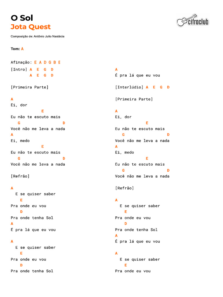 O Sol - Jota Quest | PDF