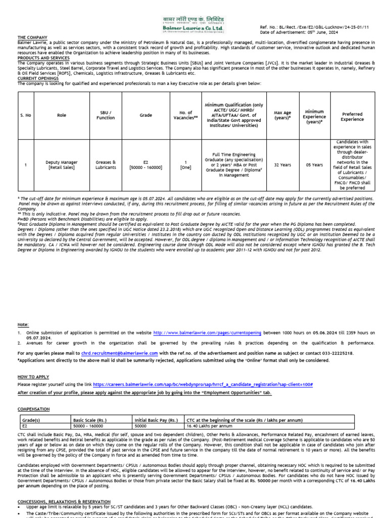 Balmer Lawrie Structure | PDF