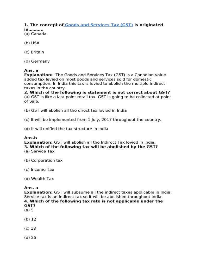 GST Question | PDF