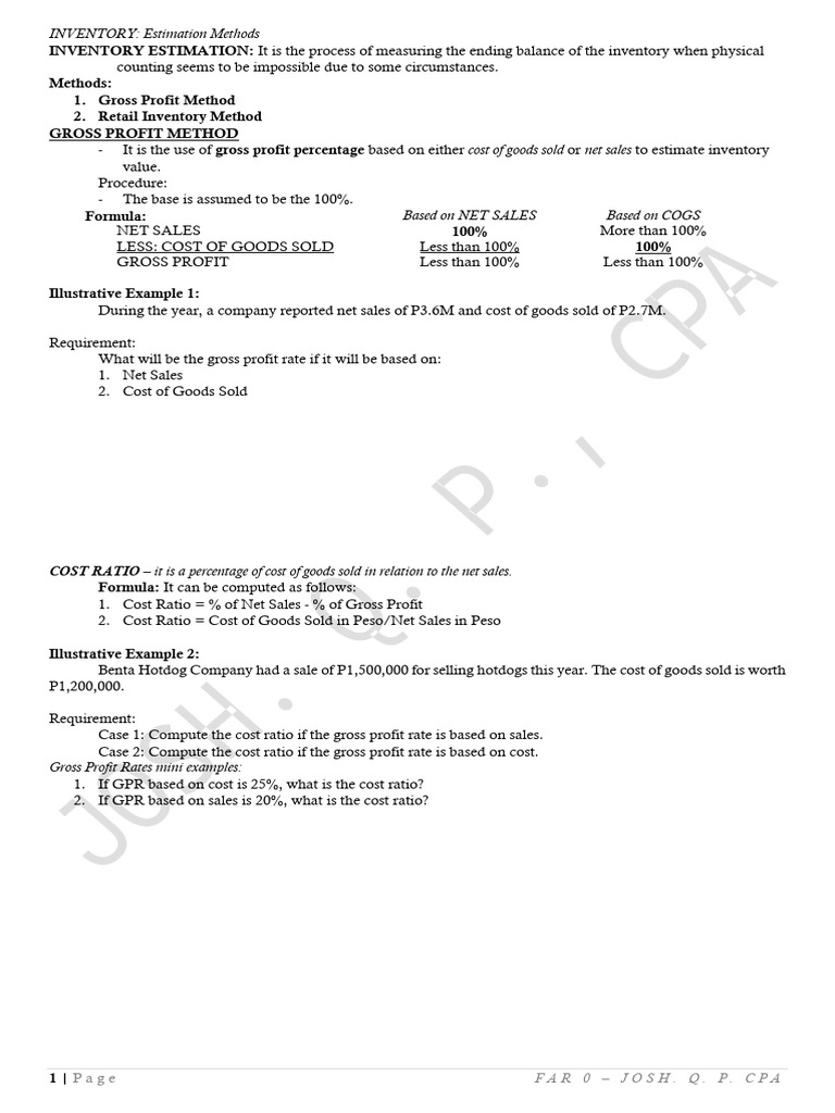 INVENTORY ESTIMATION | PDF