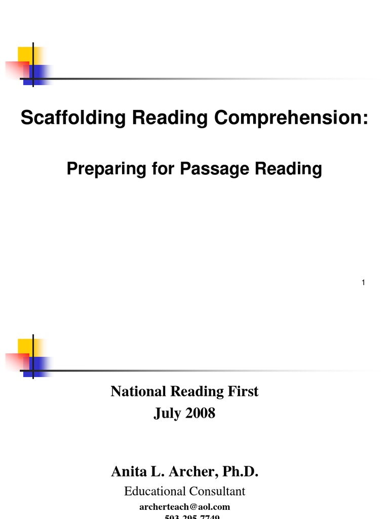 Scaffolding Reading Comprehension:: Preparing For Passage Reading ...