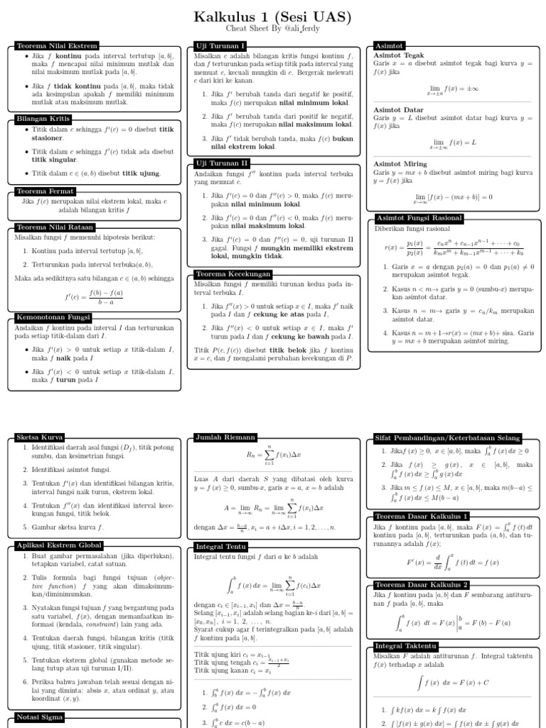 Cheatsheet UAS Kalkulus 1 | PDF