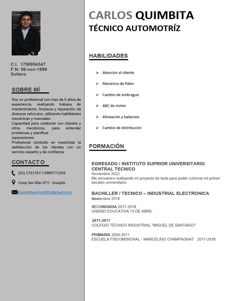 CV Carlos Quimbita | PDF
