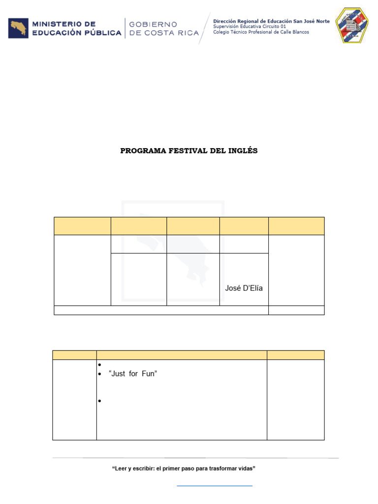 CTPCB-D-069-2024, Programa Festival de Inglés 2024 | PDF