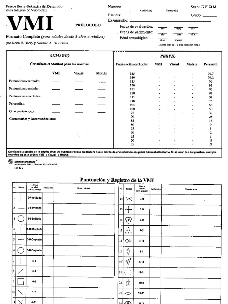 Formato Completo VMI - Adultos | PDF