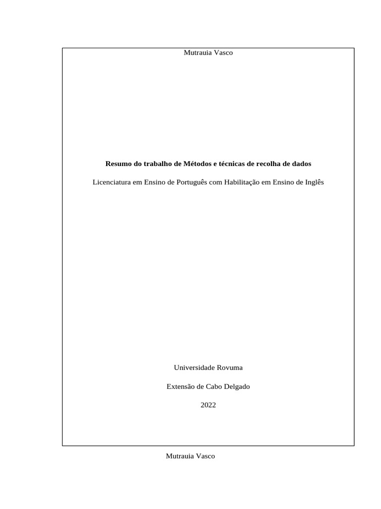 Resumo 6 Mazula | PDF