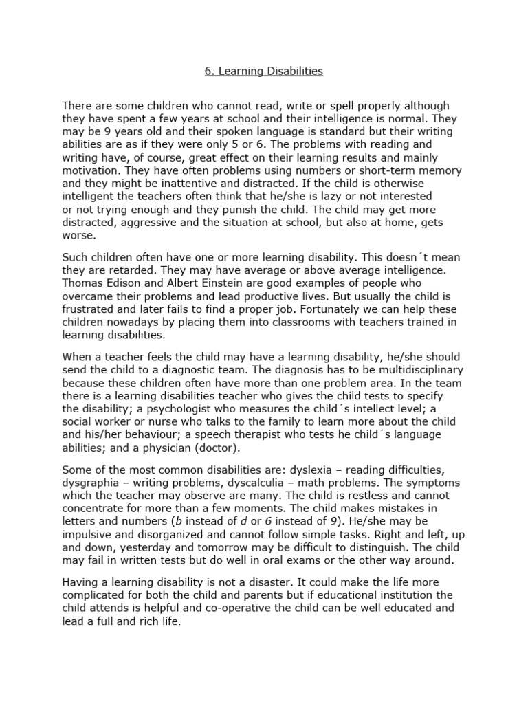 Learning Disabilities | PDF