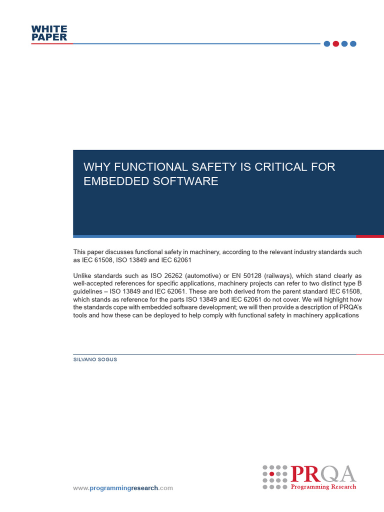 Why Functional Safety Critical Embedded Software WP | PDF