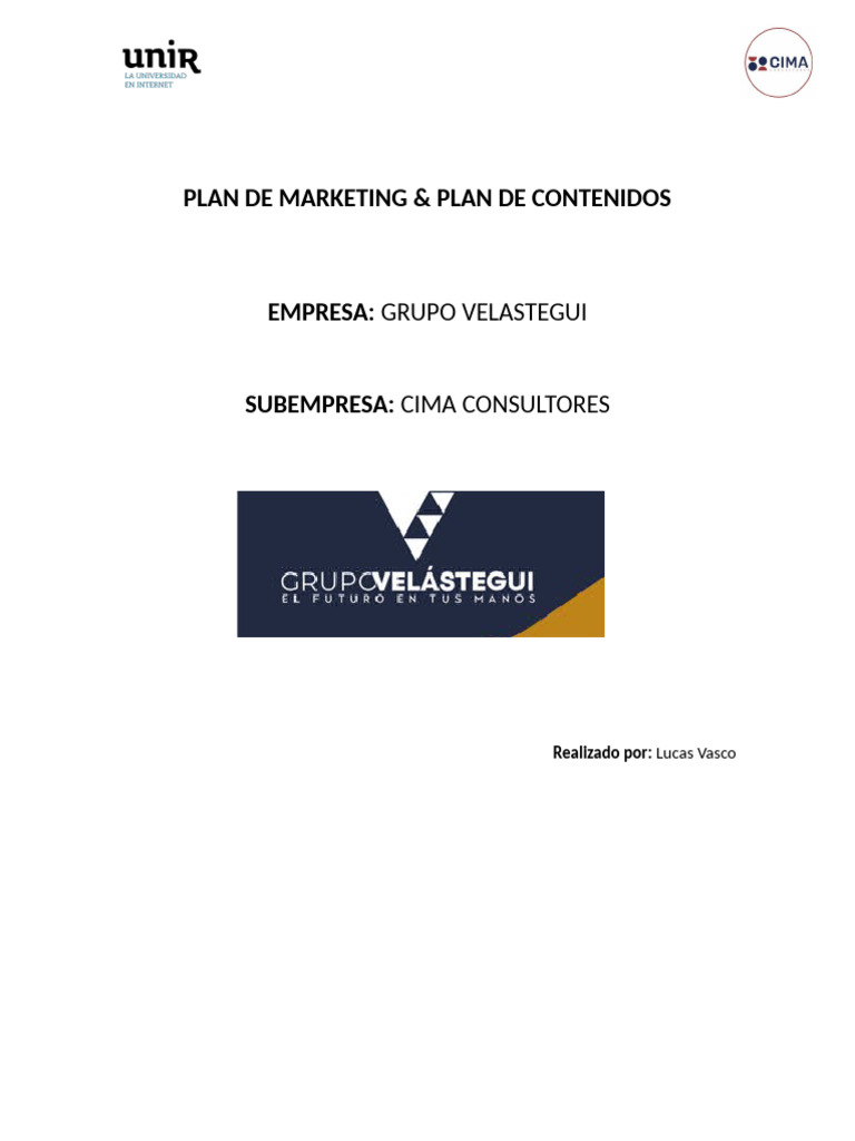 Plan de Marketing CIMA Consultores | PDF
